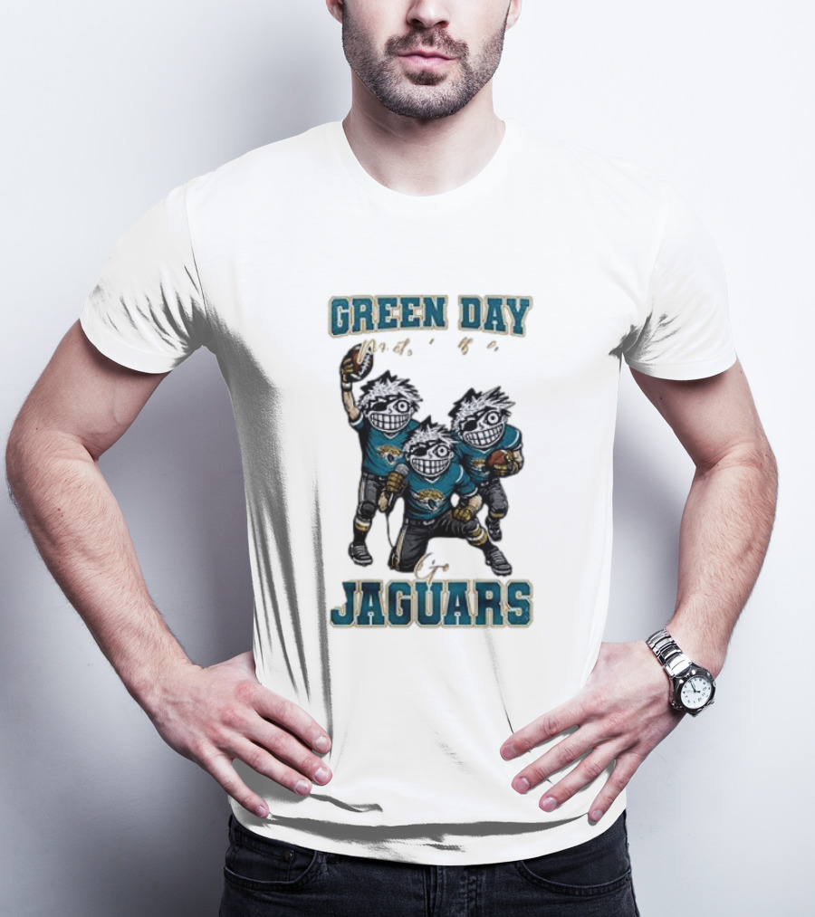Green Day Jacksonville Jaguars Crossover With Football Characters T-Shirt
