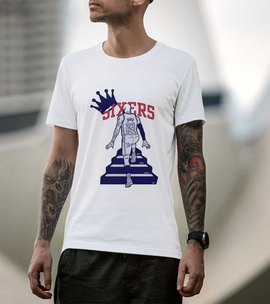 Philadelphia 76ers Sixers Lebron James Crowned Steps Silhouette 23 T-Shirt