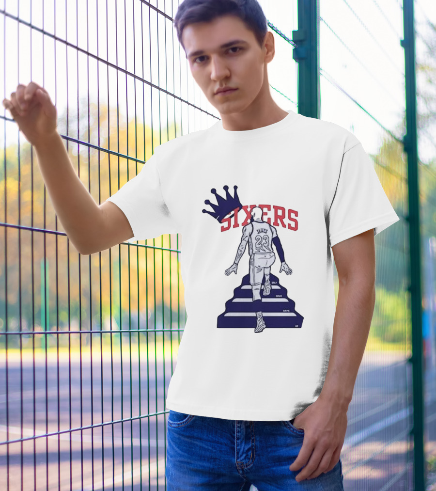 Philadelphia 76ers Sixers Lebron James Crowned Steps Silhouette 23 T-Shirt