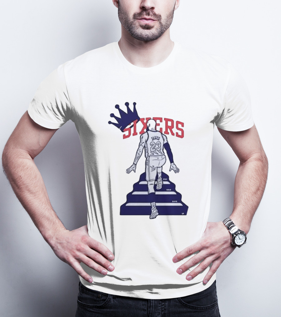 Philadelphia 76ers Sixers Lebron James Crowned Steps Silhouette 23 T-Shirt