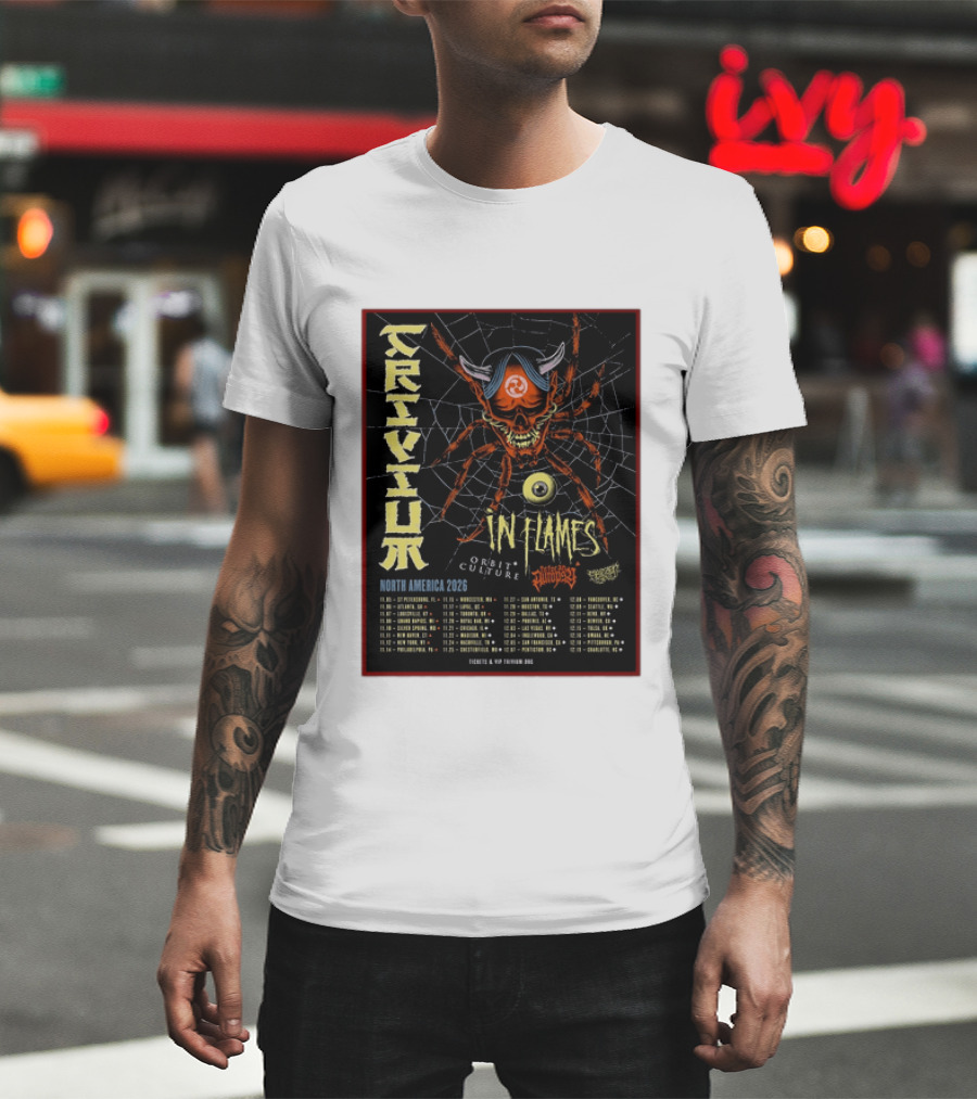 Trivium In Flames Orbit Culture Fit For An Autopsy North America 2026 Tour Dates And Locations T-Shirt