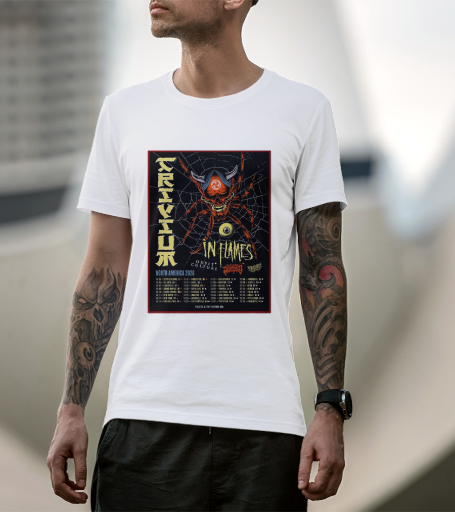 Trivium In Flames Orbit Culture Fit For An Autopsy North America 2026 Tour Dates And Locations T-Shirt
