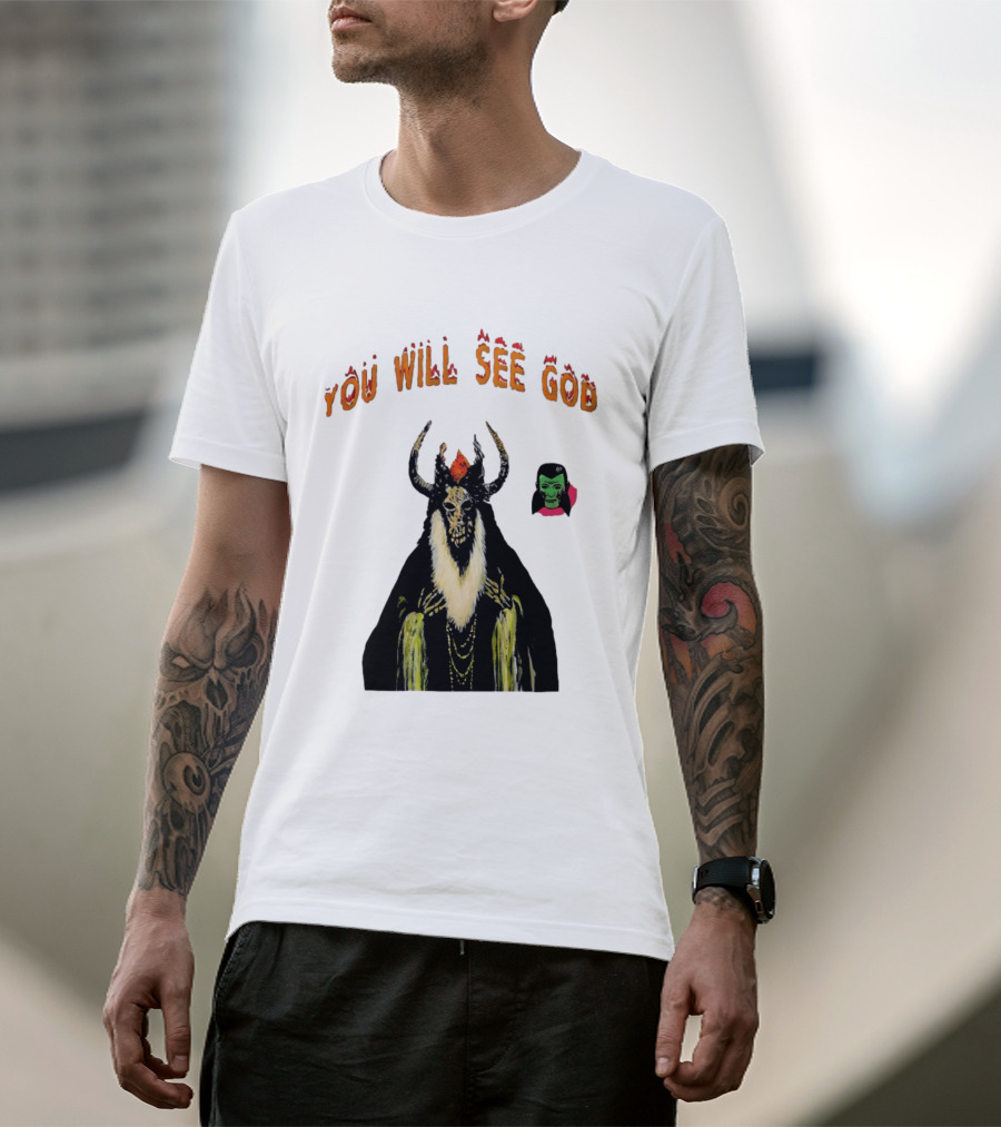 You Will See God Demon Occult Satanic Horror Green Masked Face T-Shirt