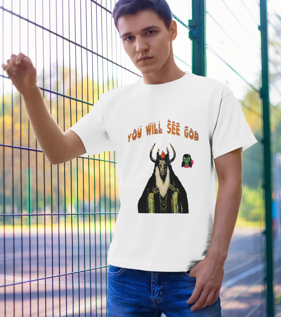 You Will See God Demon Occult Satanic Horror Green Masked Face T-Shirt