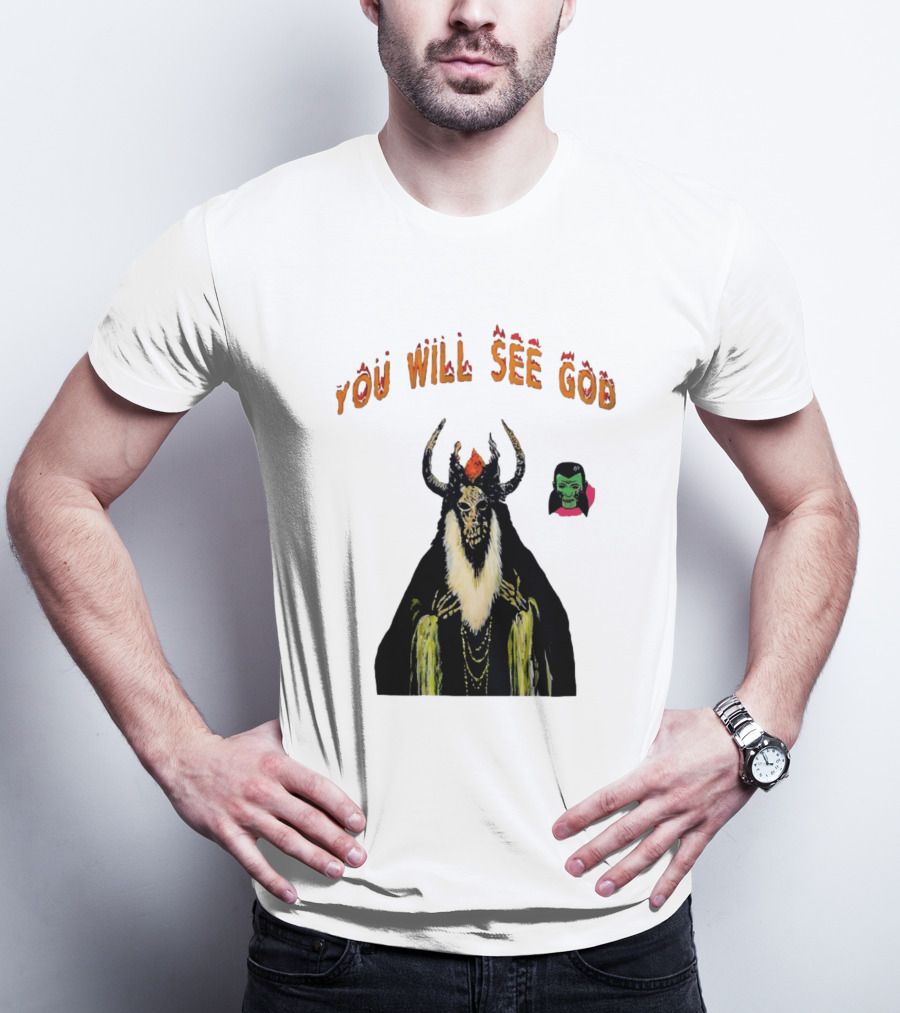 You Will See God Demon Occult Satanic Horror Green Masked Face T-Shirt