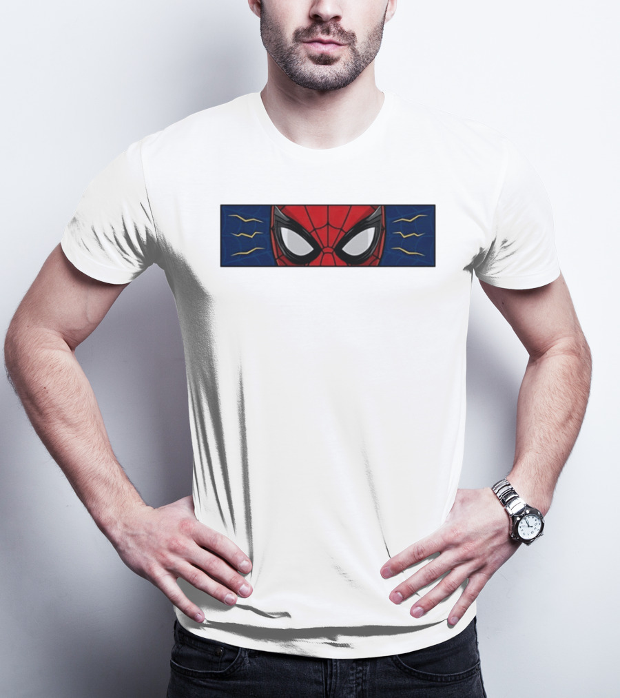 Spider Man With Great Power Comes Great Responsibility Marvel Superhero Mask Webbing T-Shirt