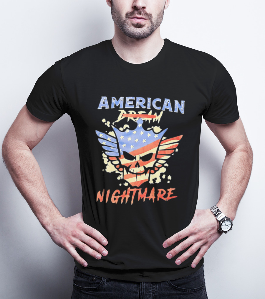 American Dream Nightmare Skull Patriotic Stars And Stripes T-Shirt
