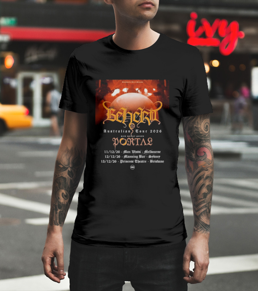 Sombre Dessein Beherit Australian Tour 2026 Special Guests Portal Tour Dates T-Shirt