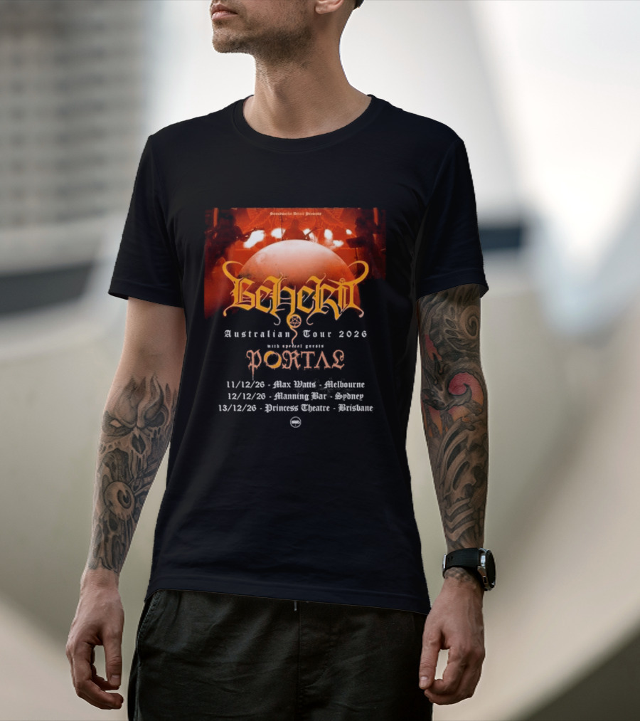 Sombre Dessein Beherit Australian Tour 2026 Special Guests Portal Tour Dates T-Shirt