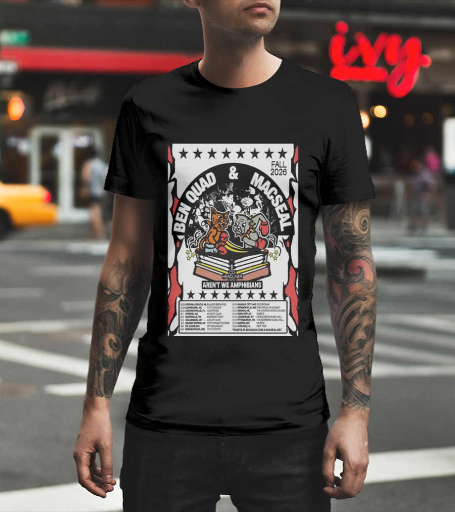 Ben Quad And Macseal Fall 2026 Tour Aren't We Amphibians Co Headliner T-Shirt