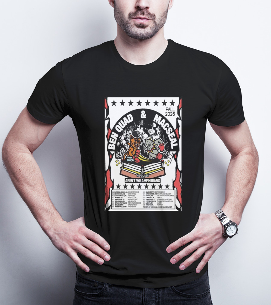 Ben Quad And Macseal Fall 2026 Tour Aren't We Amphibians Co Headliner T-Shirt