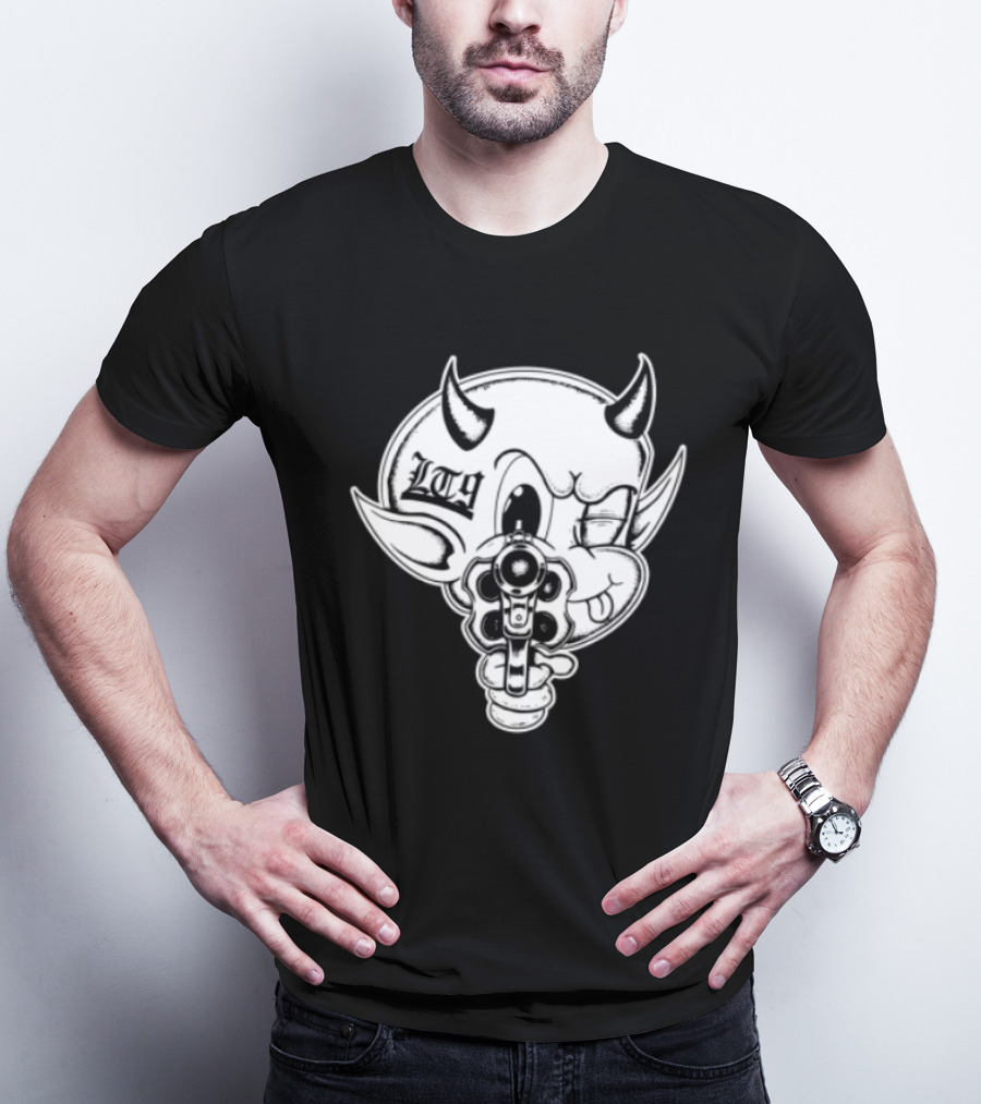 Loadthanine Store Devil Gun Horns Mask T-Shirt