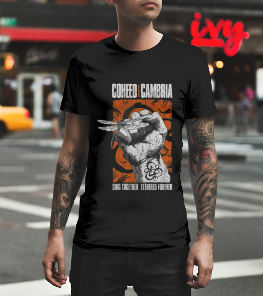 Coheed Cambria Dragonfly Fist Sing Together Tethered Courier T-Shirt