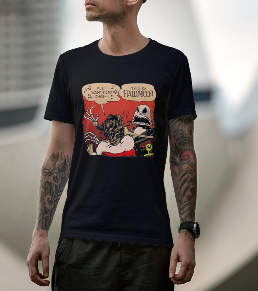 All I Want For Christmas Is This Is Halloween Comic Mashup T-Shirt