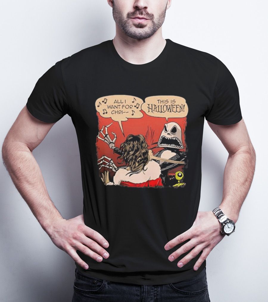 All I Want For Christmas Is This Is Halloween Comic Mashup T-Shirt