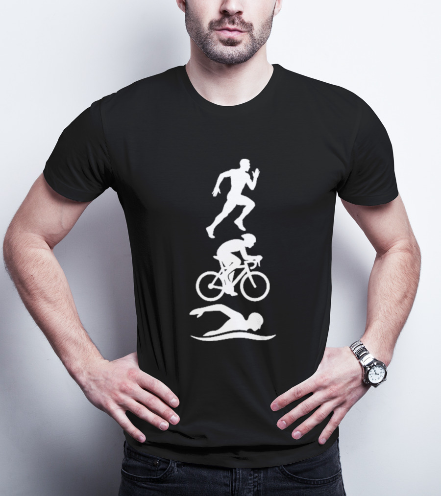 Triathlete Swim Bike Run Iconic Silhouette Athlete Training T-Shirt