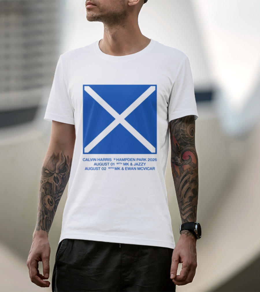 Calvin Harris Hampden Park 2023 Ecru Saltire August MK Jazzy Amber Cox MK Smart Ecuador T-Shirt