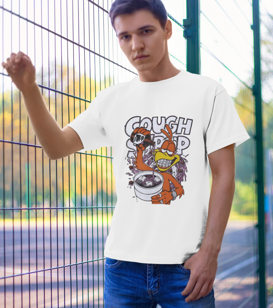 Cough Syrup Toucan Purple Drink Ice Braces Cartoon T-Shirt