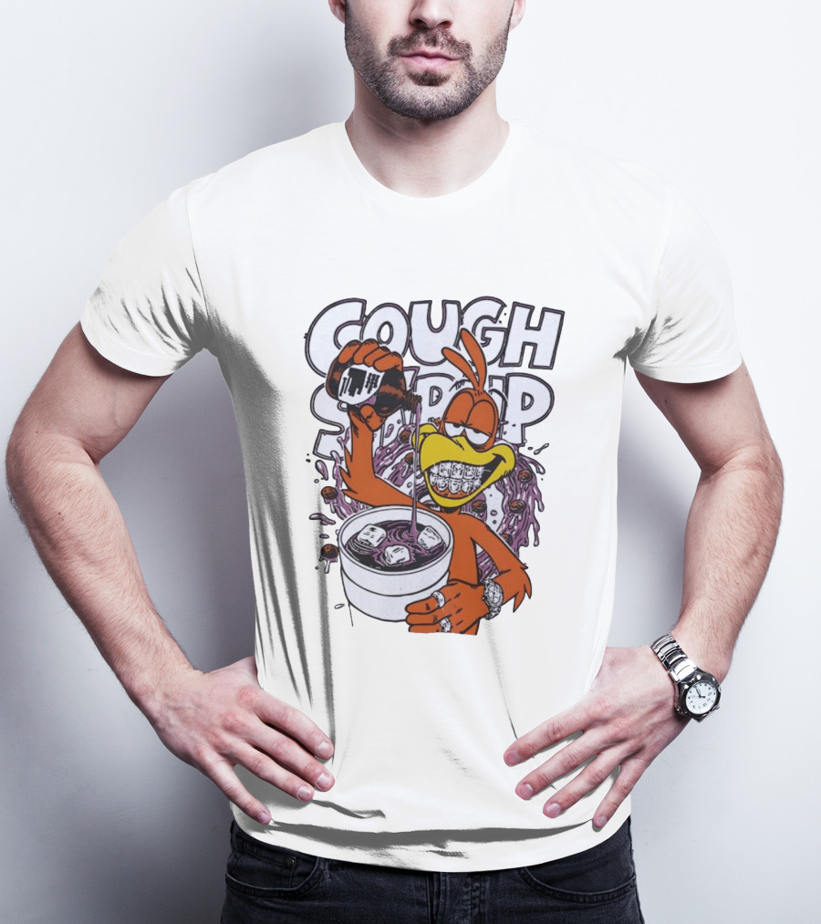 Cough Syrup Toucan Purple Drink Ice Braces Cartoon T-Shirt