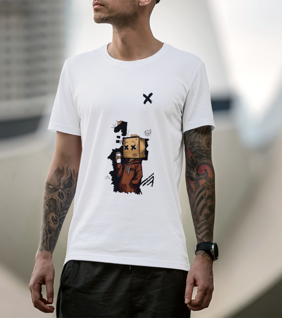 Good Person Box Head Drinking Coffee T-Shirt
