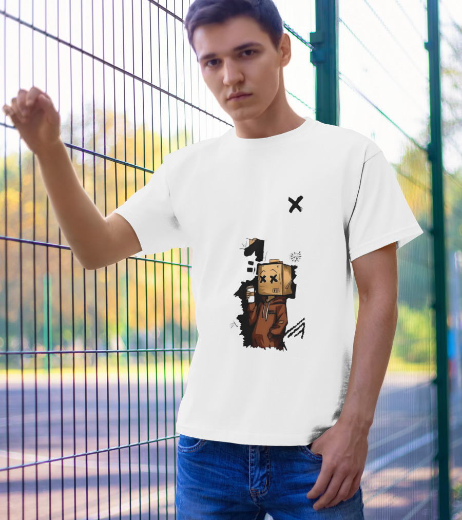 Good Person Box Head Drinking Coffee T-Shirt