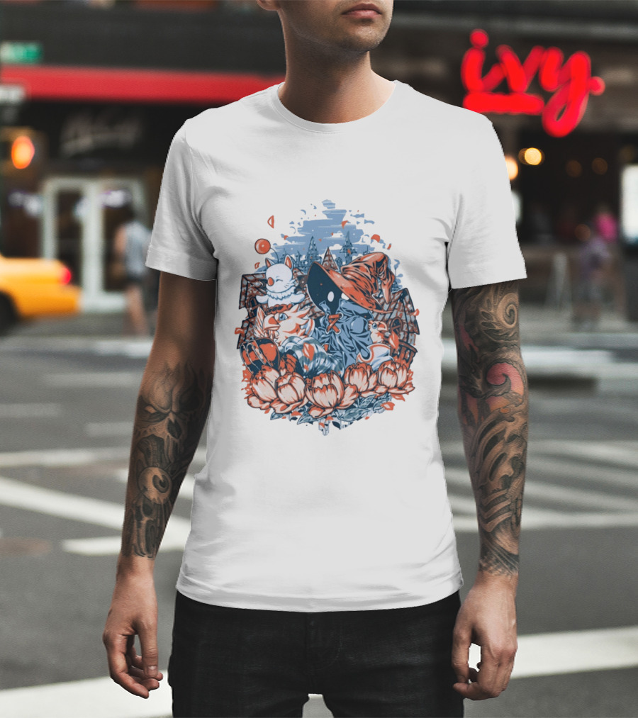 Vivi Ornitier Moogles Chocobos Day Of Calm Fantasy Blossom Scene T-Shirt