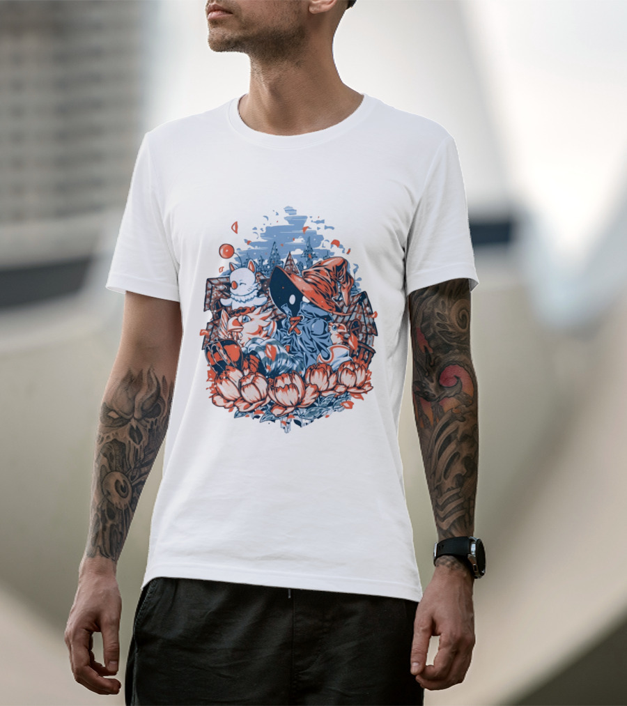 Vivi Ornitier Moogles Chocobos Day Of Calm Fantasy Blossom Scene T-Shirt