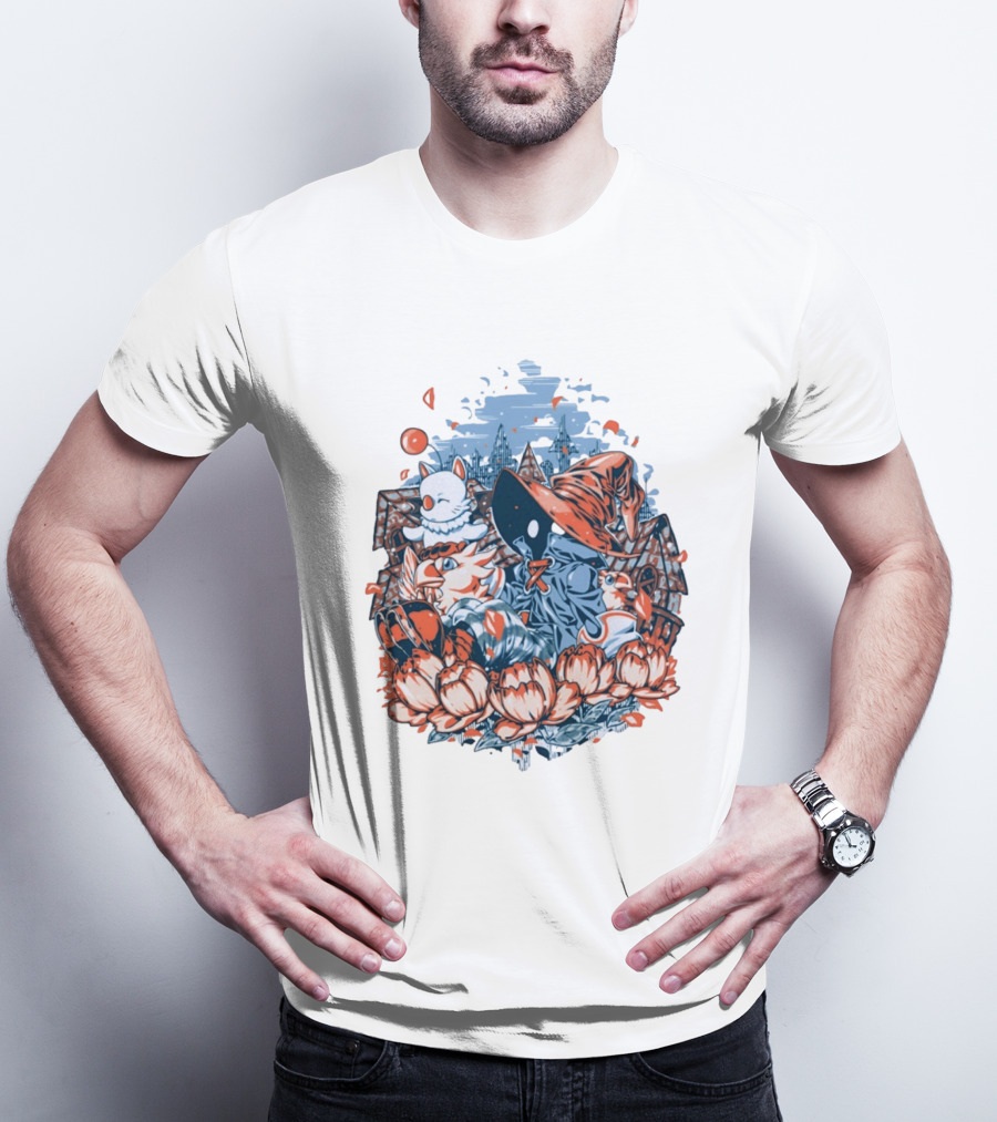 Vivi Ornitier Moogles Chocobos Day Of Calm Fantasy Blossom Scene T-Shirt