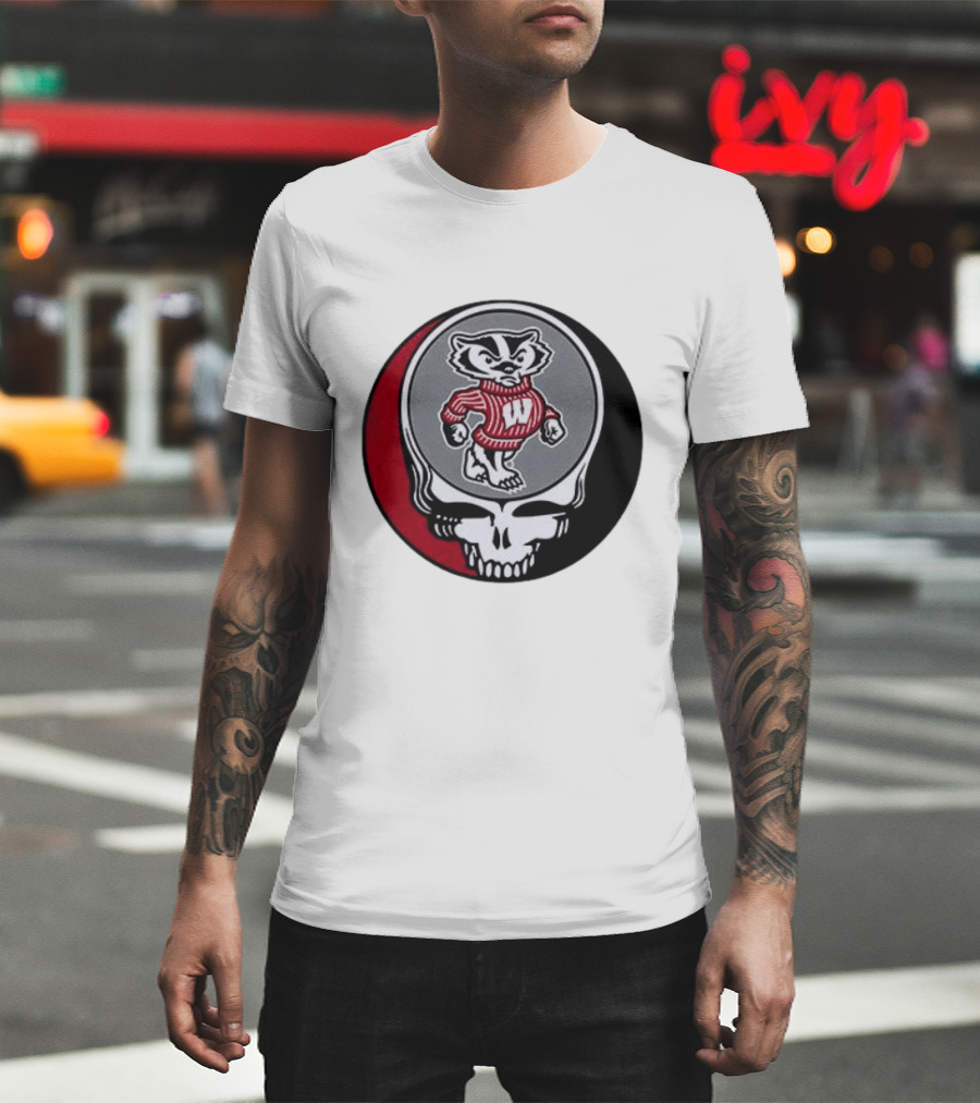 Grateful Dead Wisconsin Badgers Skull And Bucky T-Shirt