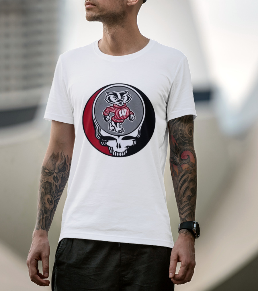 Grateful Dead Wisconsin Badgers Skull And Bucky T-Shirt