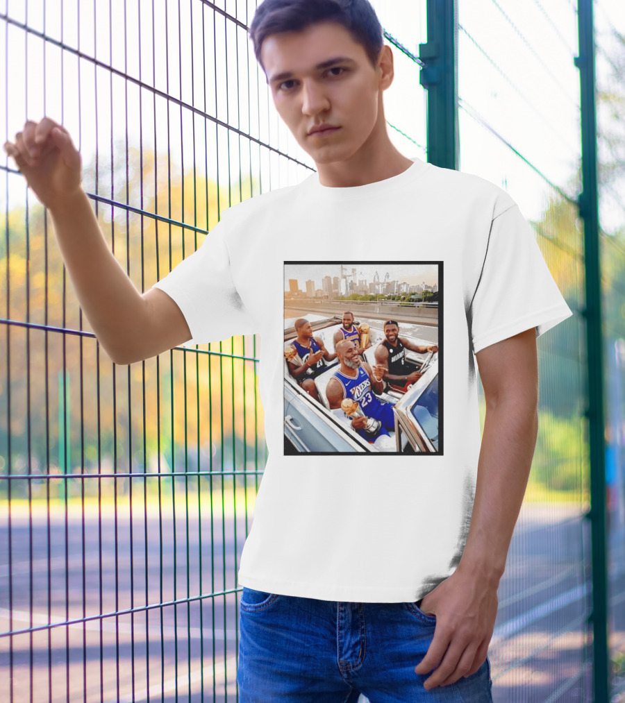 Lebron James Lakers Cavaliers Heat Champions Trophies Parade T-Shirt