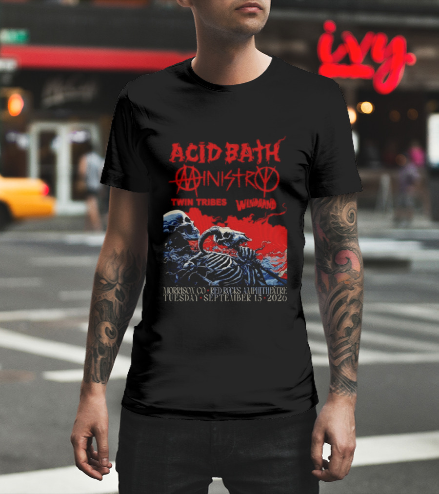 Acid Bath Ministry Twin Tribes Windhand Red Rocks Amphitheatre September 2026 Concert T-Shirt