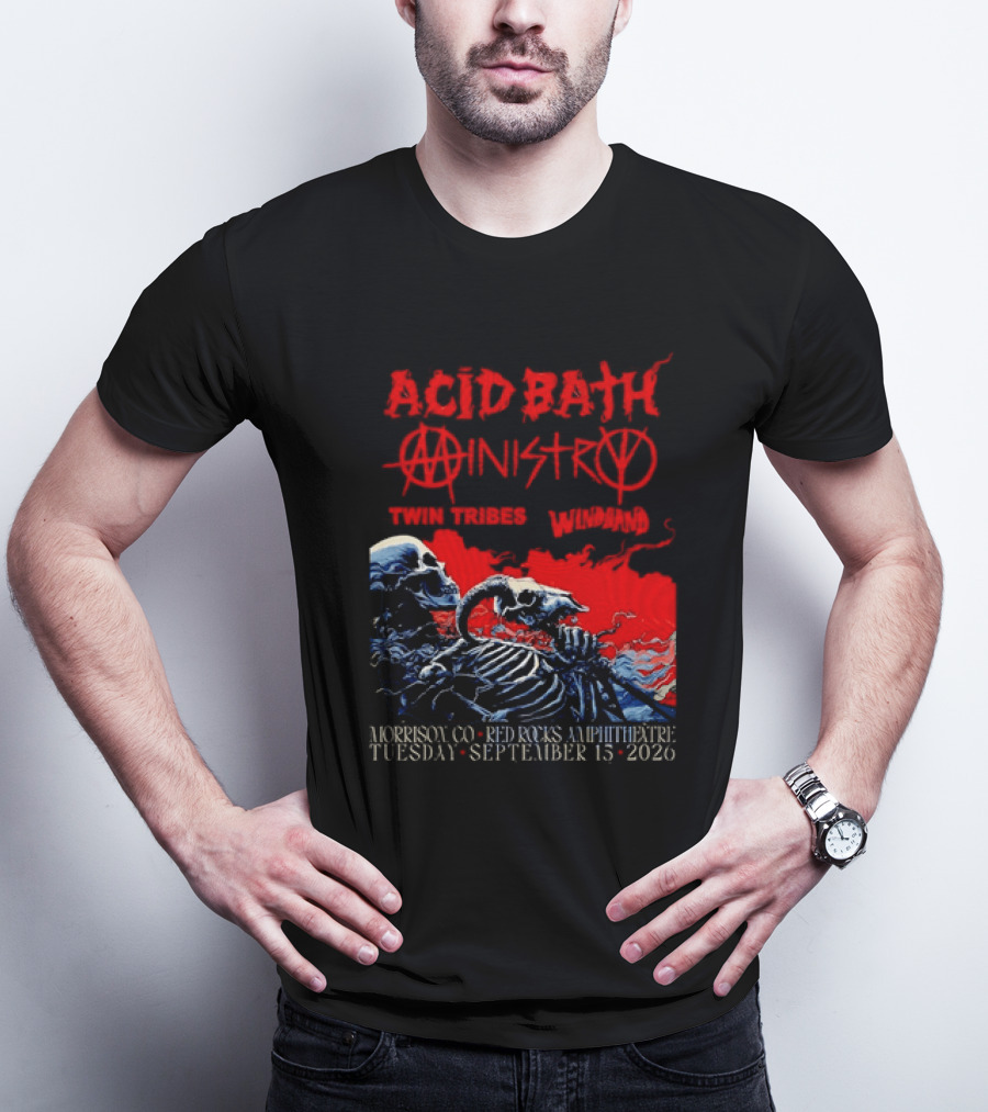 Acid Bath Ministry Twin Tribes Windhand Red Rocks Amphitheatre September 2026 Concert T-Shirt