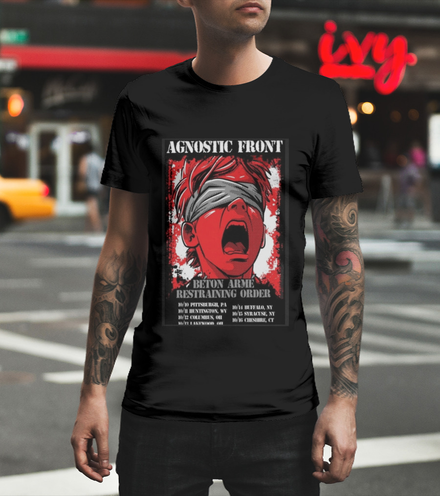 Agnostic Front 2026 Tour Beton Arme Restraining Order Pittsburgh Huntington Columbus Dates T-Shirt