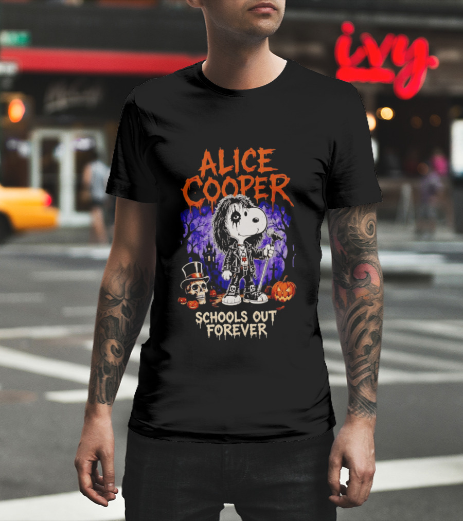 Alice Cooper Snoopy Schools Out Forever Halloween Punk Rock Mashup T-Shirt