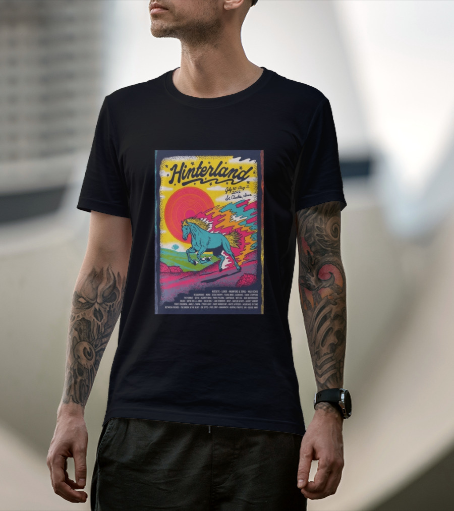 Hinterland Music Festival 2026 St. Charles Iowa July 30 August 2 Lineup Kaleidoscopic Horse T-Shirt