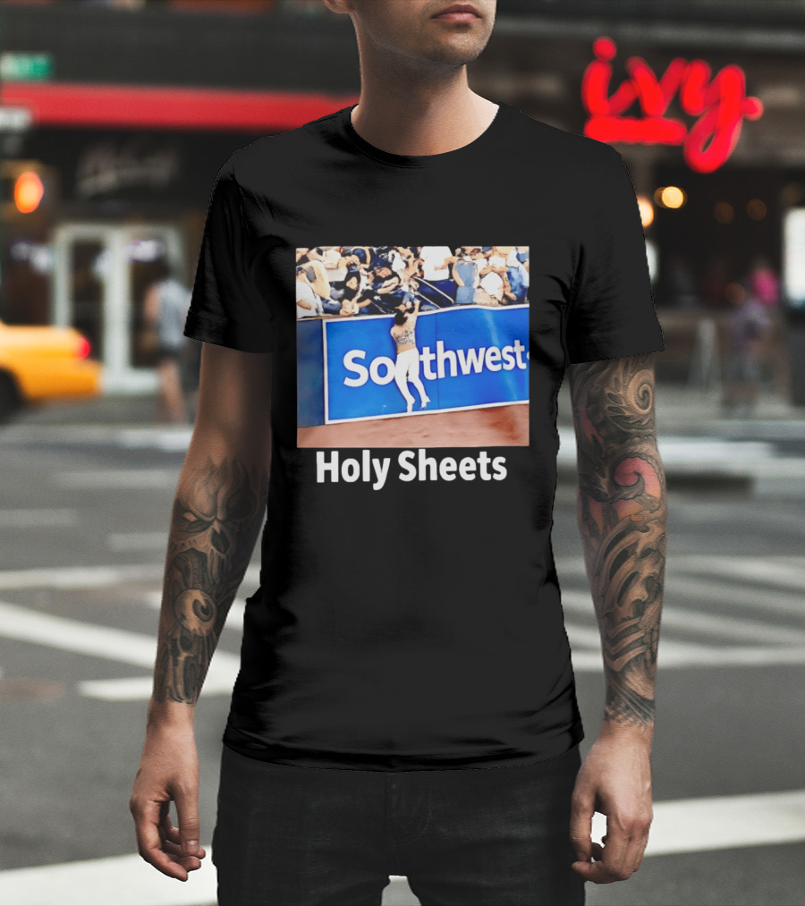 Southwest Holy Sheets Baseball Meme Fan Reaching Catch T-Shirt