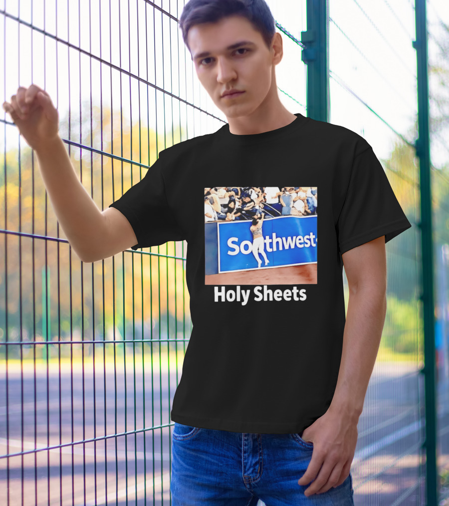 Southwest Holy Sheets Baseball Meme Fan Reaching Catch T-Shirt