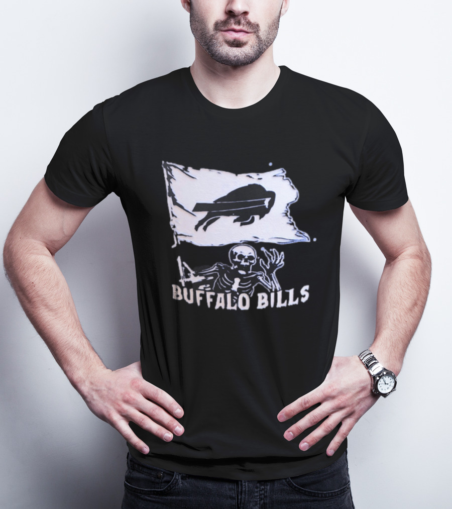 Buffalo Bills Skeleton Flag Football NFL Team Spirit T-Shirt