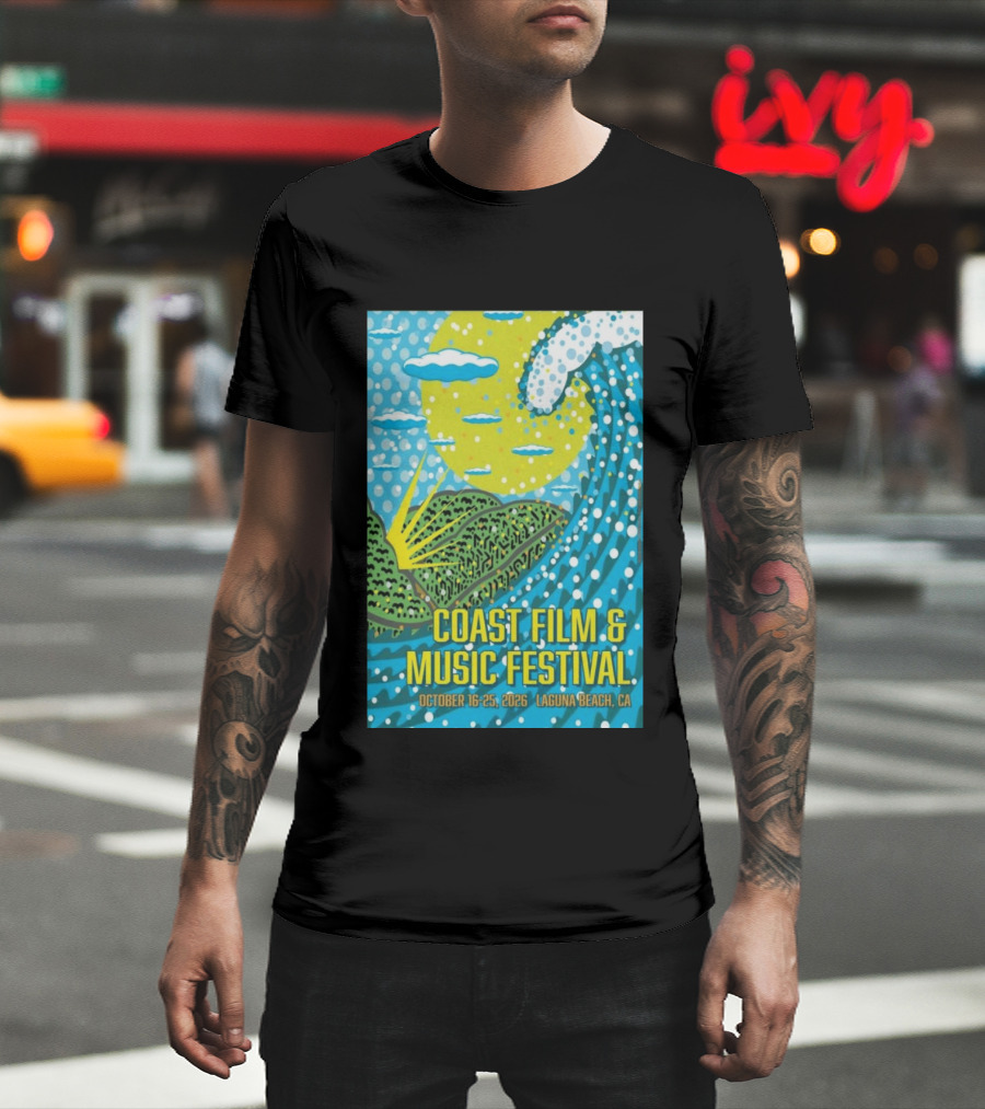 Coast Film And Music Festival Laguna Beach CA October 16 25 2026 Scenic Wave Sun And Clouds T-Shirt