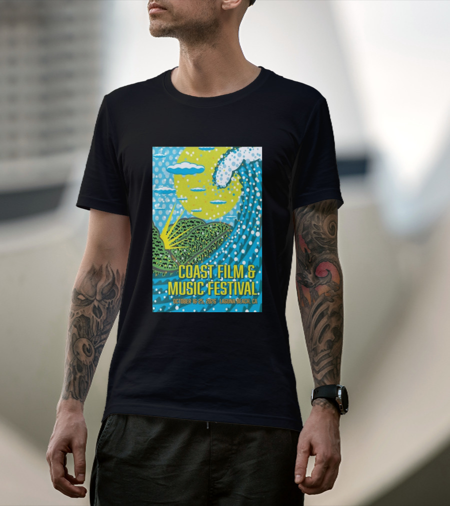 Coast Film And Music Festival Laguna Beach CA October 16 25 2026 Scenic Wave Sun And Clouds T-Shirt