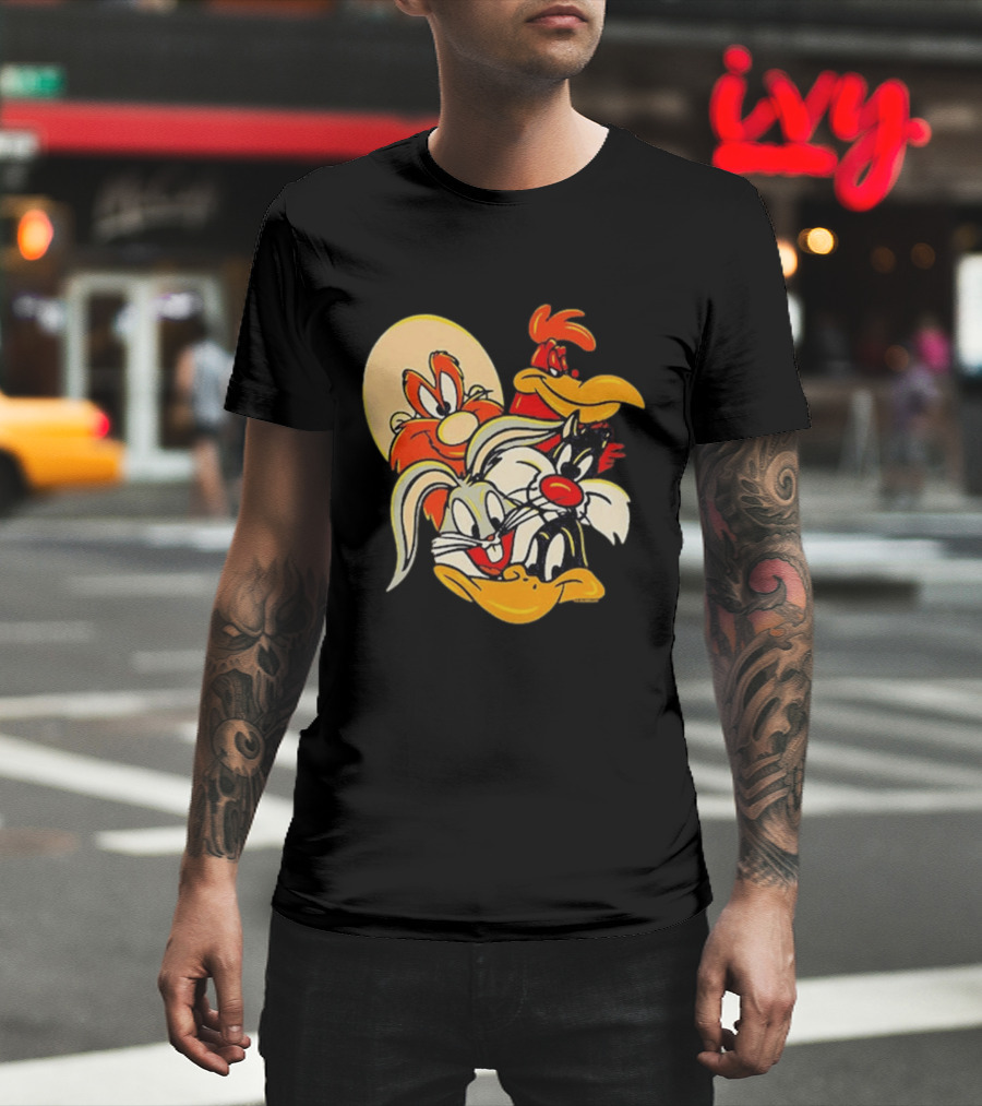 Looney Tunes Smiling Faces Bugs Bunny Sylvester Foghorn Leghorn Taz T-Shirt