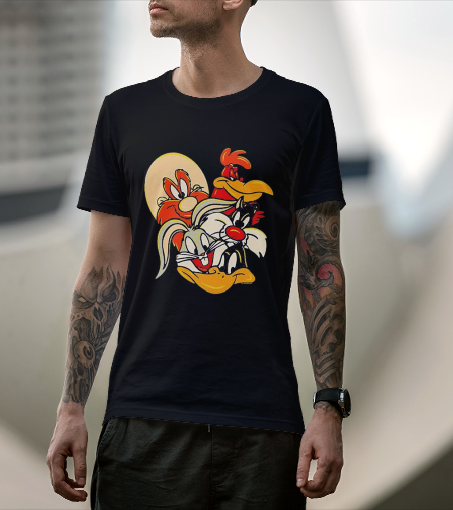 Looney Tunes Smiling Faces Bugs Bunny Sylvester Foghorn Leghorn Taz T-Shirt