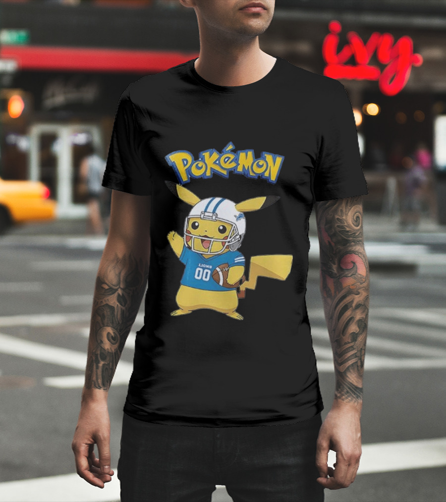 Detroit Lions Pokemon Pikachu Football Fan T-Shirt