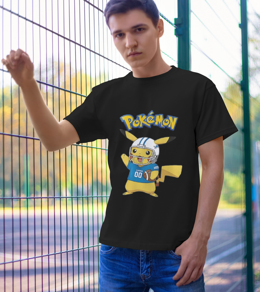 Detroit Lions Pokemon Pikachu Football Fan T-Shirt