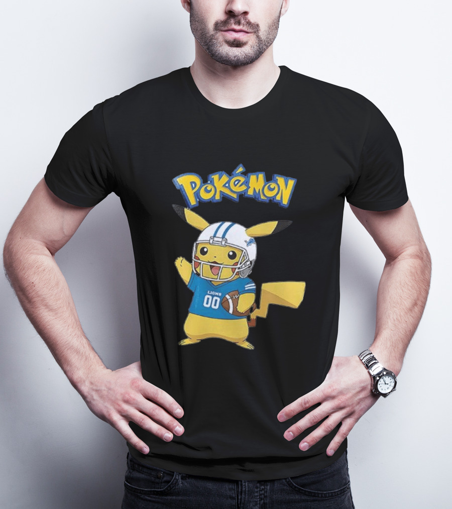Detroit Lions Pokemon Pikachu Football Fan T-Shirt