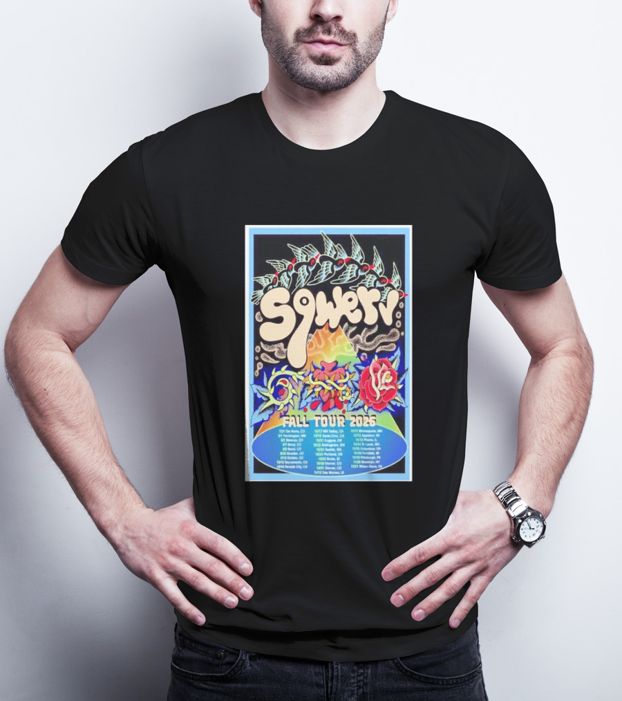 Squeaky Fall Tour 2026 Psychedelic With Rose And Leaf T-Shirt