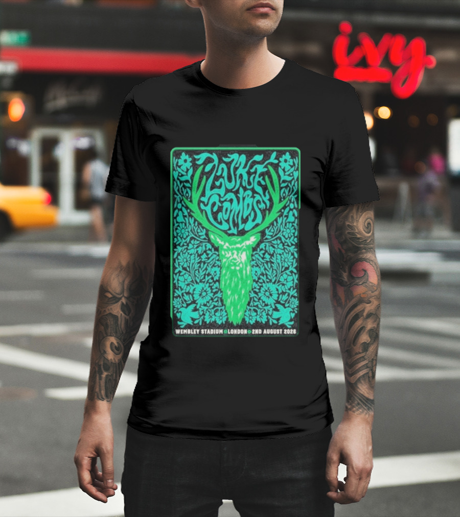 Luke Combs Wembley Stadium London August 2 2026 Deer Antlers Floral T-Shirt