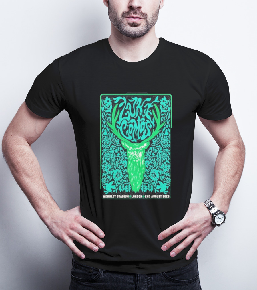 Luke Combs Wembley Stadium London August 2 2026 Deer Antlers Floral T-Shirt