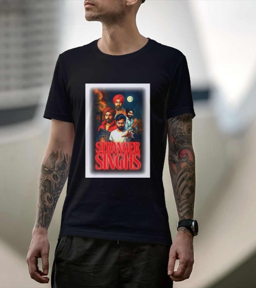 Stranger Singhs Indian Series With Turbaned Characters And Moonlit Sky T-Shirt